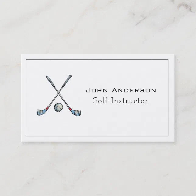 Golf clubs & Ball Golf Instructor Business Card | Zazzle
