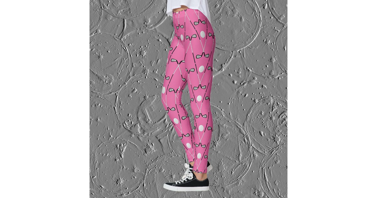 Golf clubs pattern bright pink leggings | Zazzle