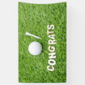 Golf Congratulations with golf ball on green Banner | Zazzle