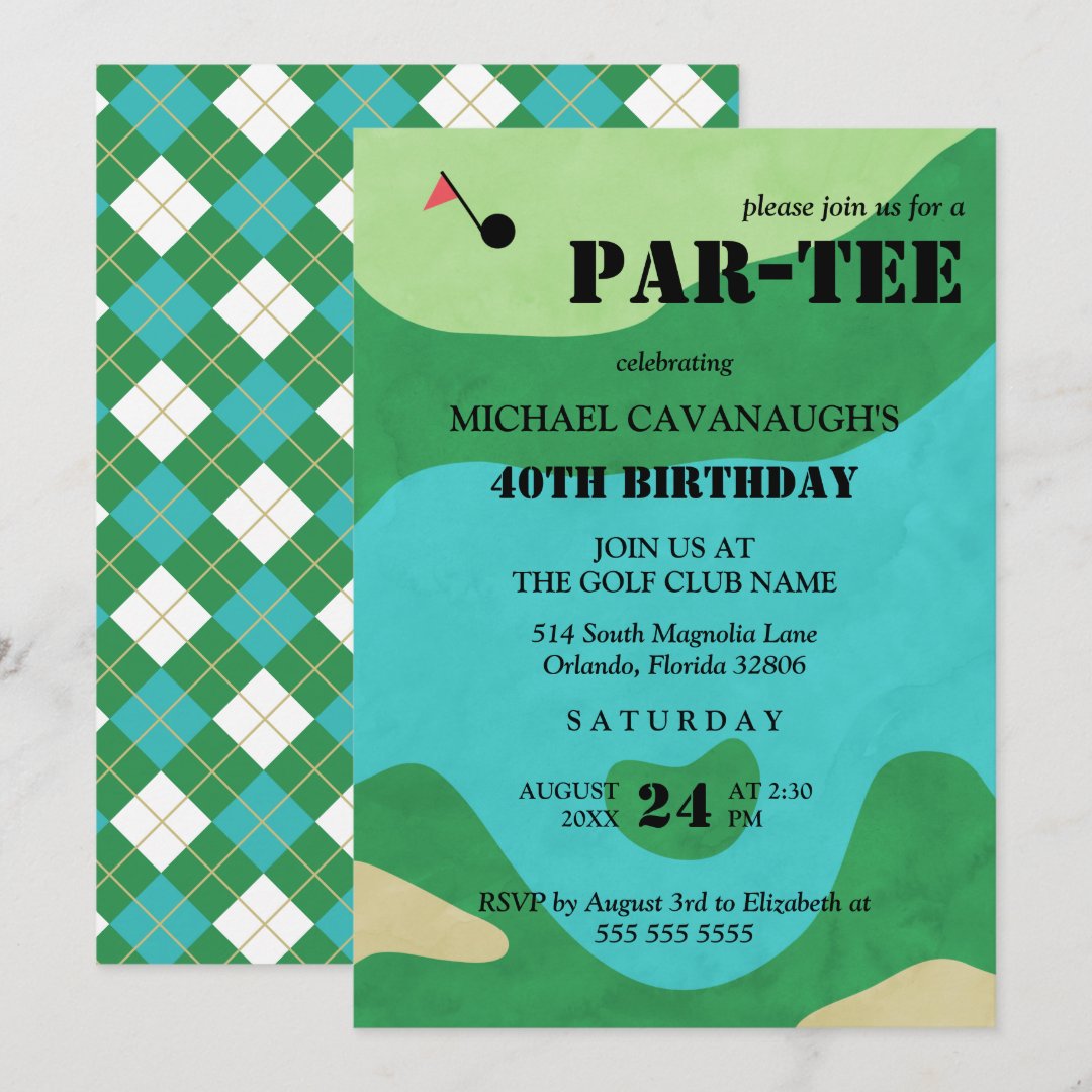 Golf Course Birthday Party Invitation | Zazzle