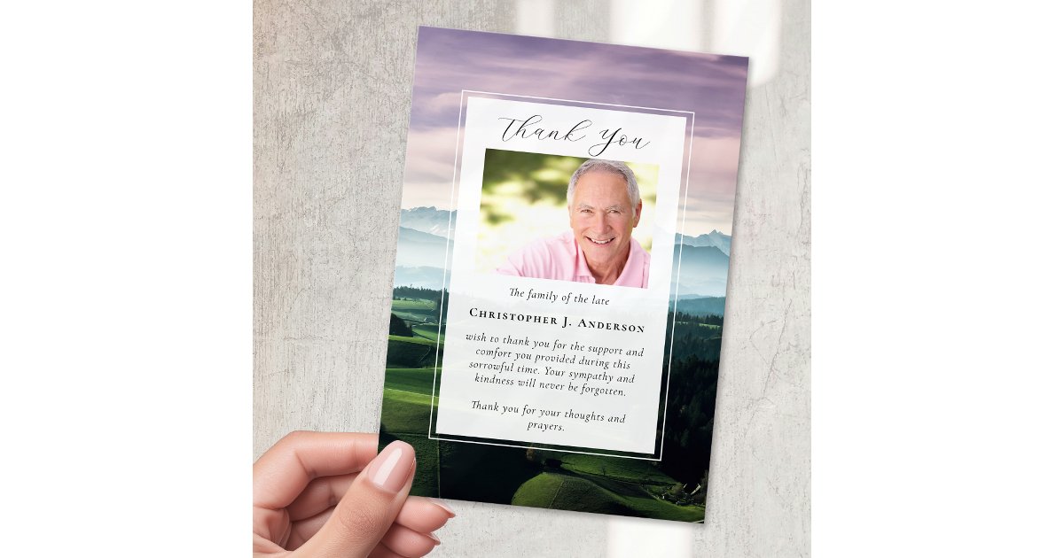 Golf Course Photo Sympathy Funeral Memorial Thank You Card | Zazzle