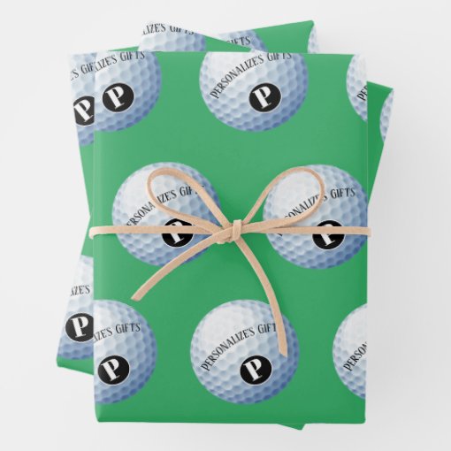 Golf Custom Monogram Name Wrapping Paper Sheet | Zazzle