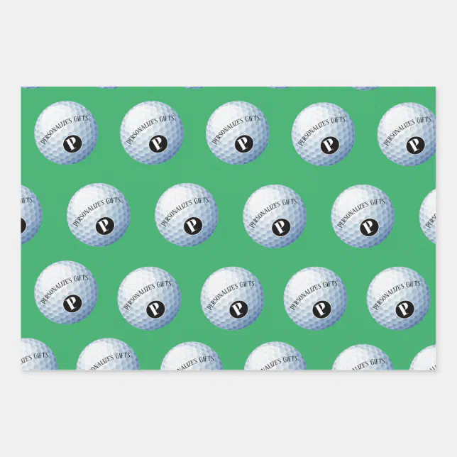 Golf Custom Monogram Name Wrapping Paper Sheet | Zazzle
