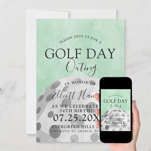 Golf Day Outing | Golf Themed Green Invite | Zazzle