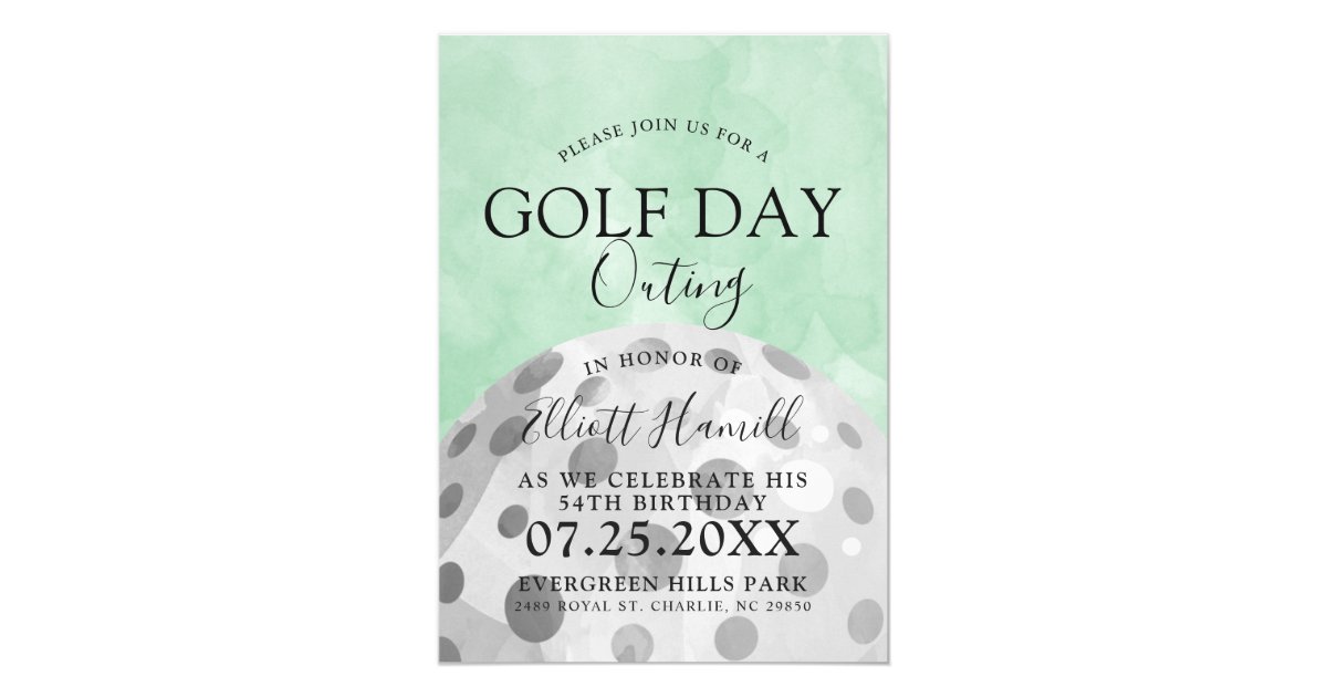 Golf Day Outing | Golf Themed Green Invite | Zazzle.com