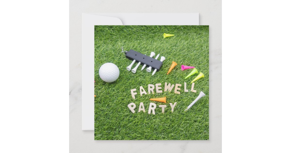 Golf Farewell Party with golf ball on green grass | Zazzle