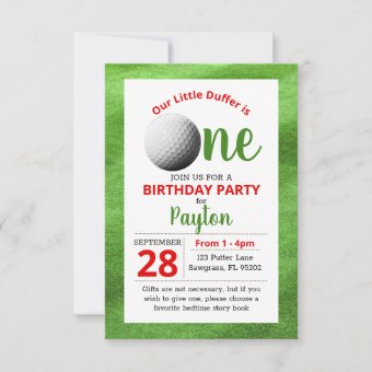 Golf First Birthday Invitation | Zazzle