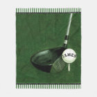 Custom Golfing Golf Photo Green & White Stripes Fleece Blanket | Zazzle.com