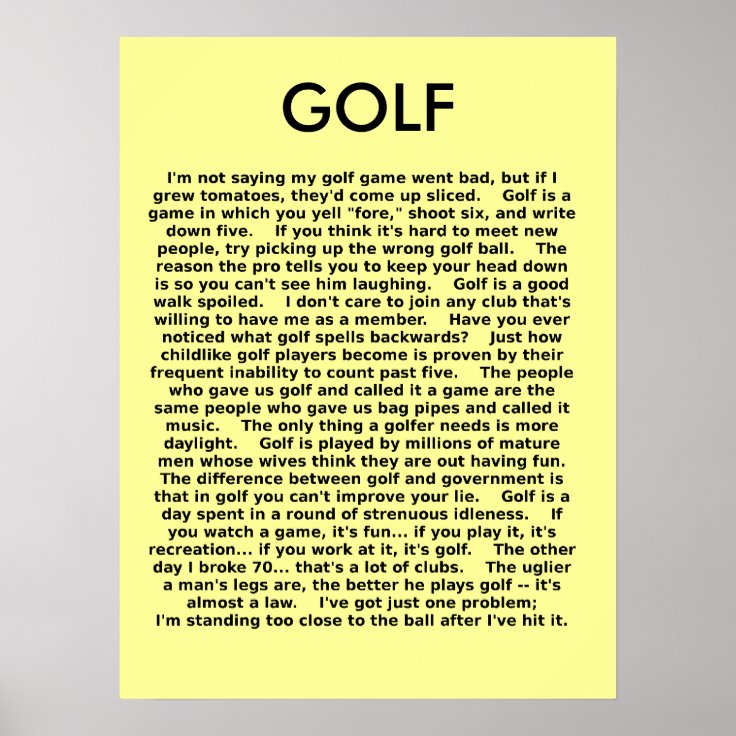 Golf Funny Poster Humor | Zazzle