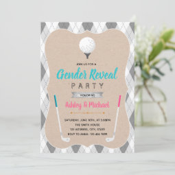 Golf gender reveal theme invitation | Zazzle