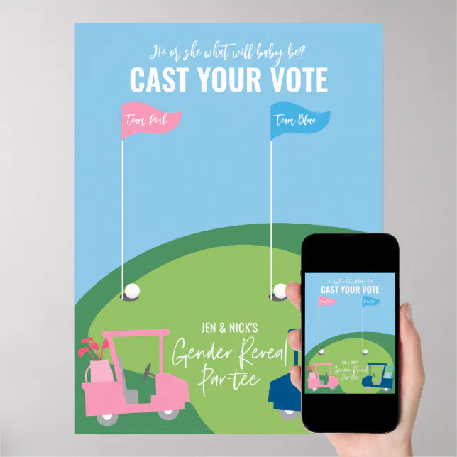 Golf Gender Reveal Voting Sign - Team Pink or Blue | Zazzle