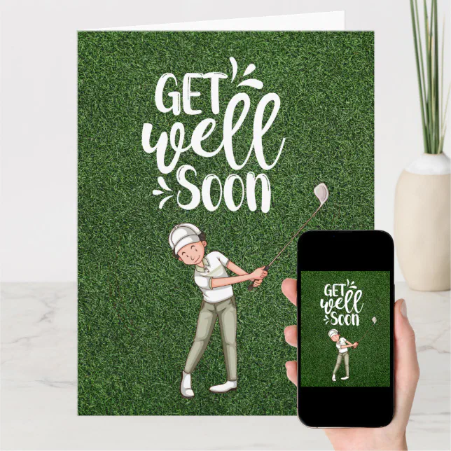 Golf Get well soon with golfer golfing on green Card | Zazzle