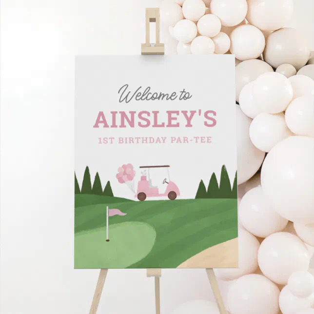 Golf Girl Birthday Party Welcome Sign | Zazzle