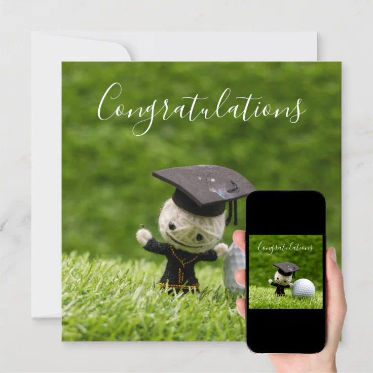Golf Graduation with Congratulations with ball Card | Zazzle