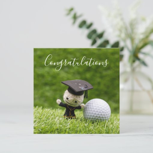Golf Graduation with Congratulations with ball Card | Zazzle