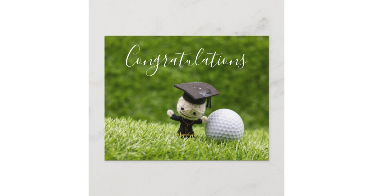 Golf Graduation with Congratulations with ball Postcard | Zazzle