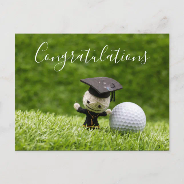 Golf Graduation with Congratulations with ball Postcard | Zazzle