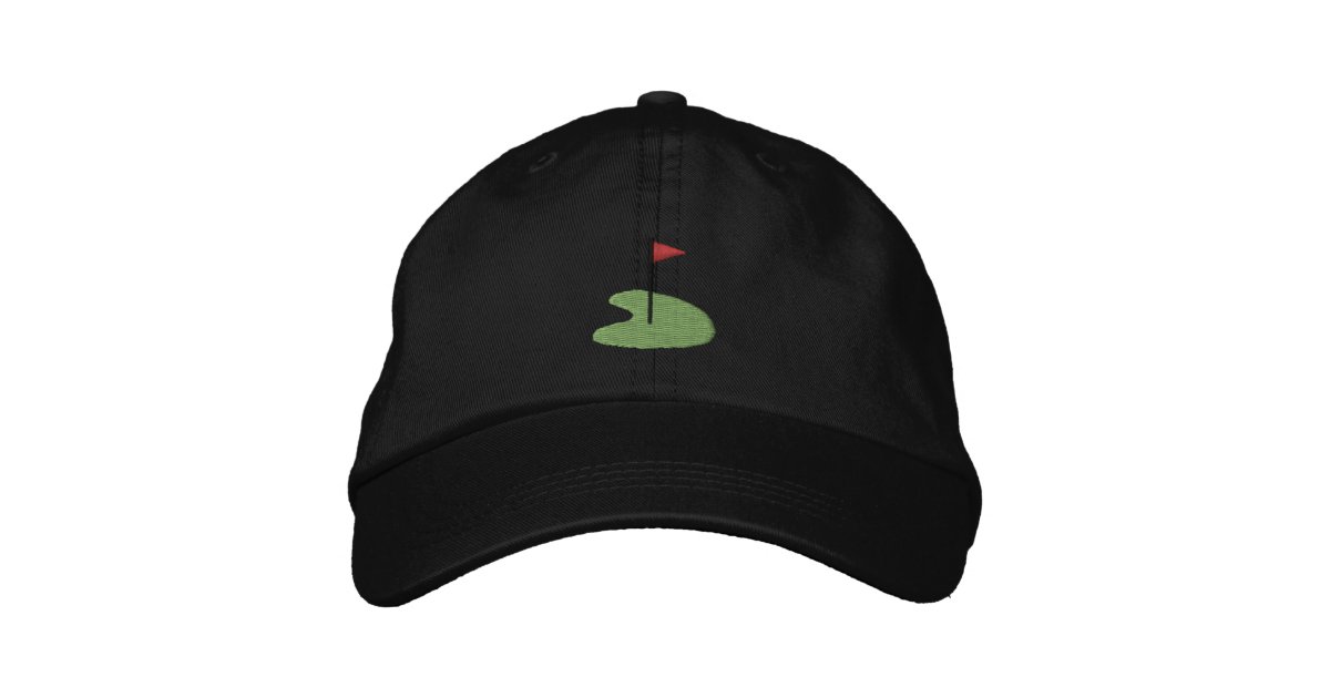 Golf Green with flag Embroidered Baseball Hat | Zazzle
