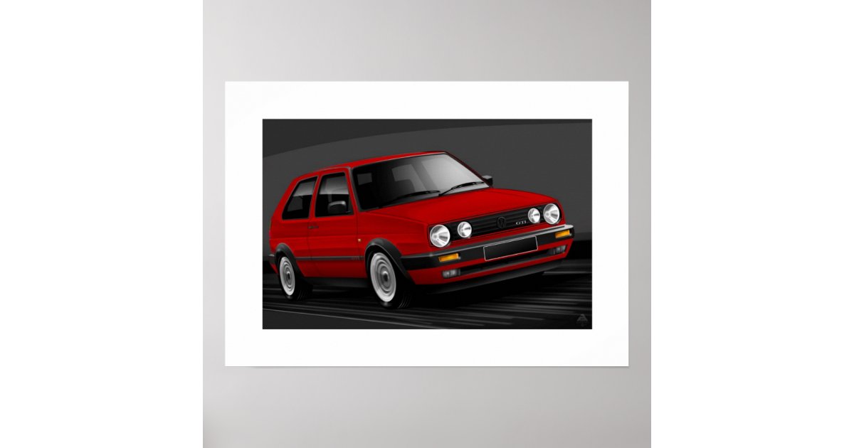 Golf GTI mk2 Poster Illustration | Zazzle