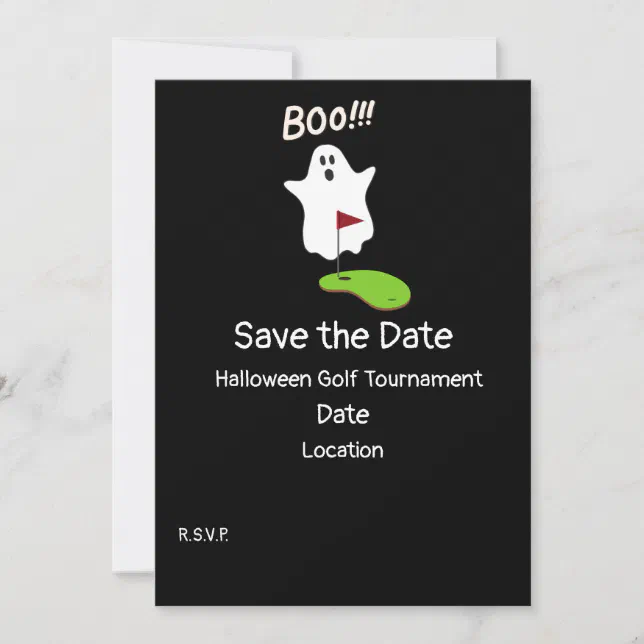 Golf Halloween Day with Ghost save the date Invitation | Zazzle