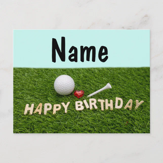 Golf happy birthday to golfer with golf ball postcard | Zazzle