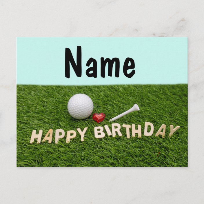 Golf happy birthday to golfer with golf ball postcard | Zazzle.com
