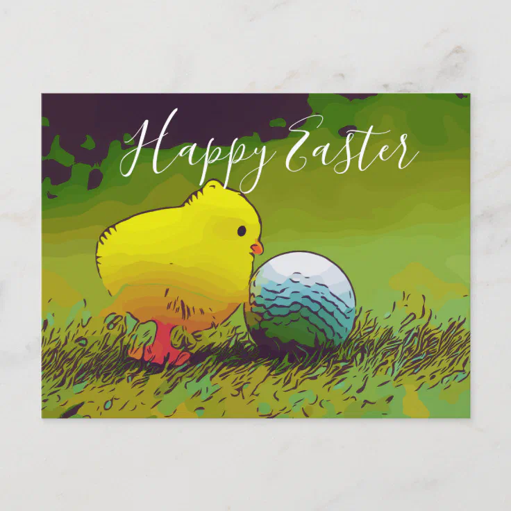 Golf Happy Easter to golfer with golf ball & egg Postcard | Zazzle