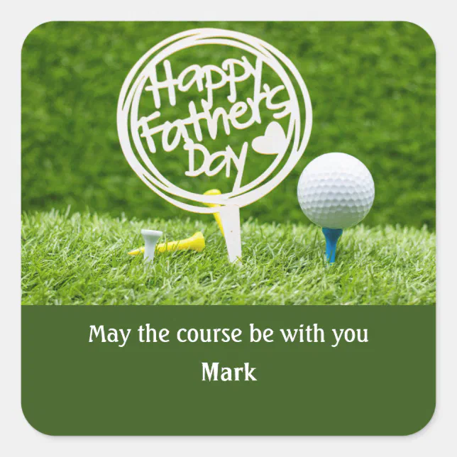 Golf happy Father's Day for golf dad Square Sticker | Zazzle