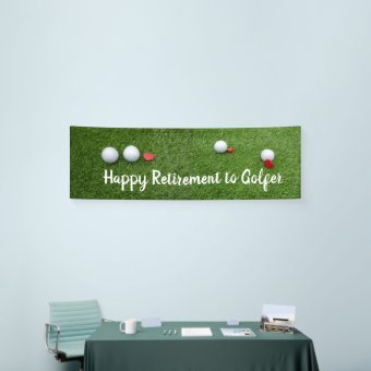 Golf happy retirement golf ball with love on green banner | Zazzle