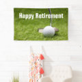 Golf happy retirement with golf ball and putter ba banner | Zazzle