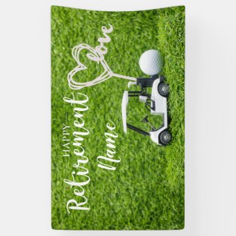 Golf happy retirement with golf cart banner | Zazzle