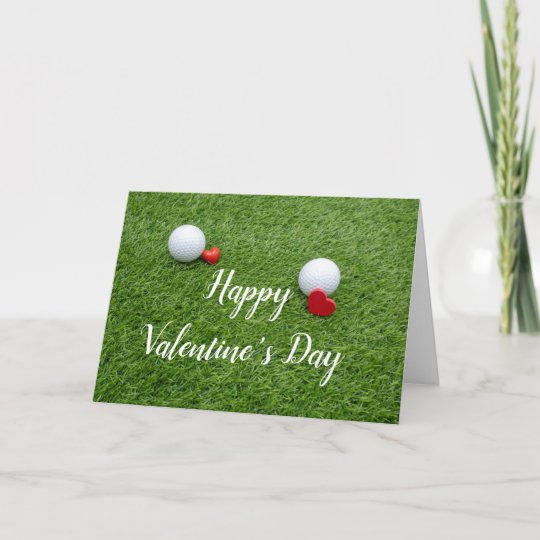 Golf Happy Valentine's Day with love and golf ball Card | Zazzle.com