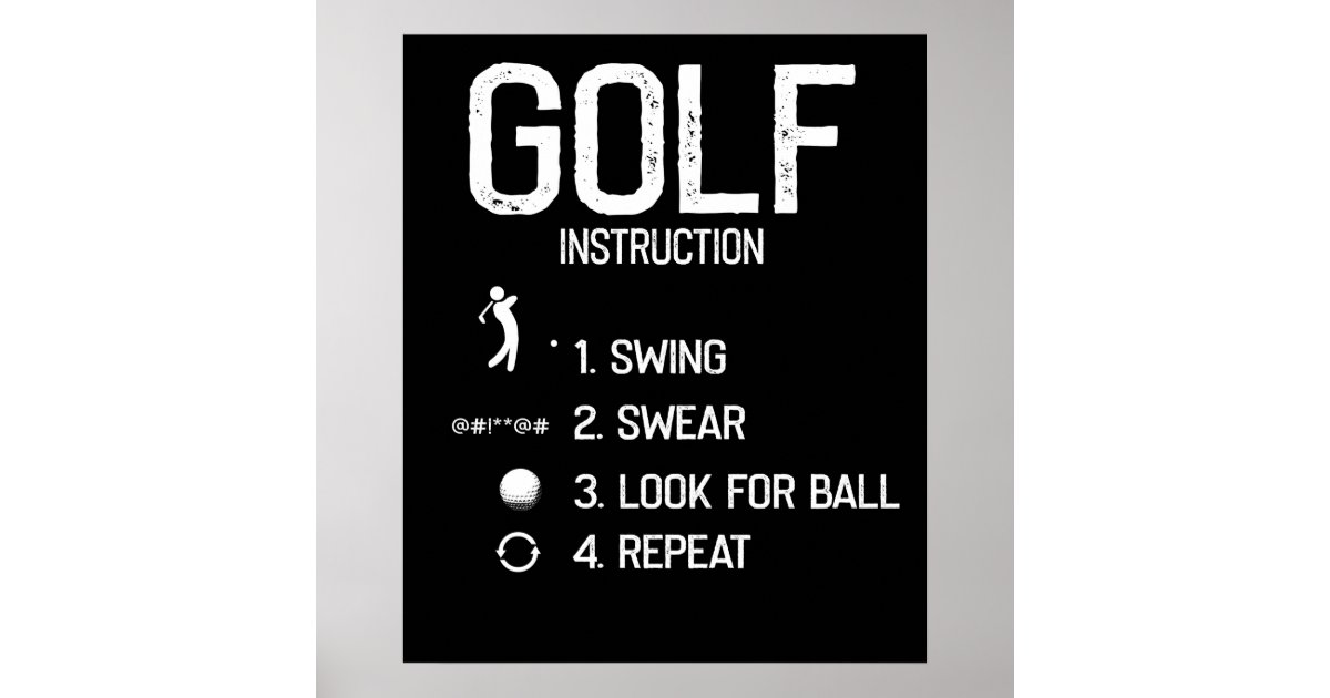 Golf Instructions funny Golf Poster | Zazzle
