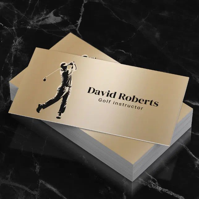 Golf Instructor Golf Swing Coach Modern Gold Business Card | Zazzle
