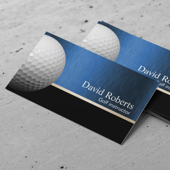 Golf Instructor Professional Blue Metal Sport Business Card | Zazzle