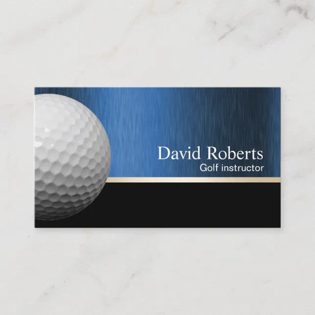 Golf Instructor Professional Blue Metal Sport Business Card | Zazzle