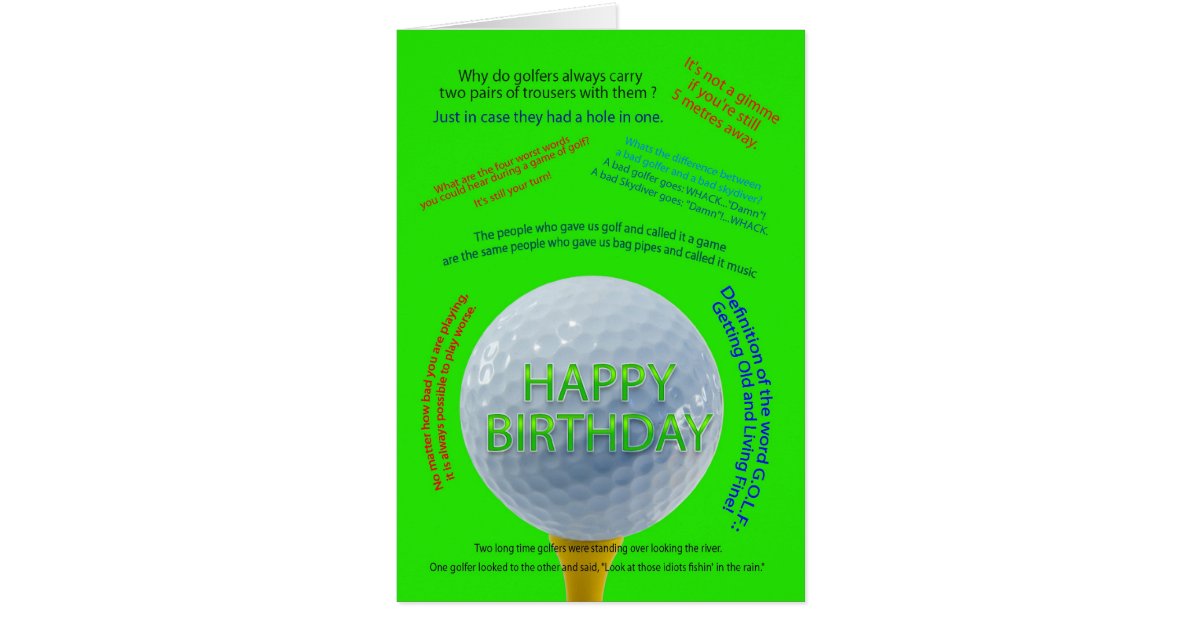Golf Jokes birthday card | Zazzle.com