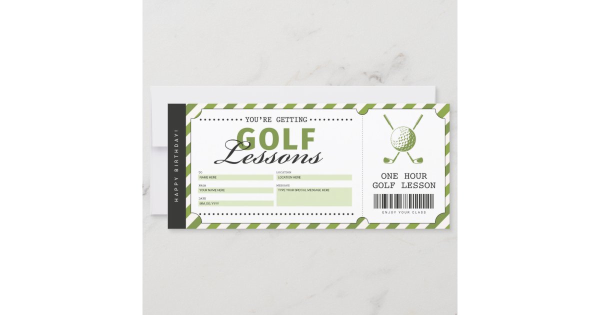 Golf Lesson Gift Ticket Voucher Certificate | Zazzle