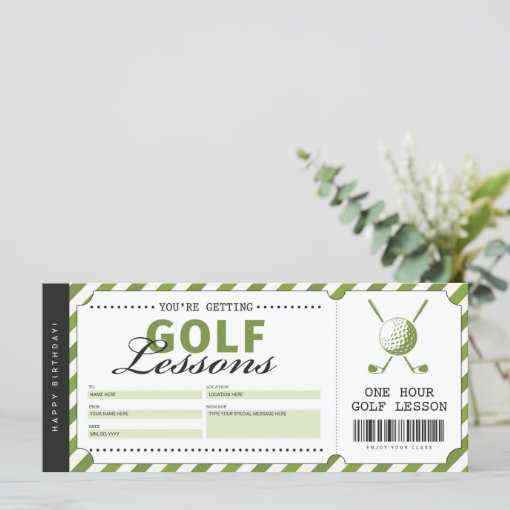 Golf Lesson Gift Ticket Voucher Certificate | Zazzle