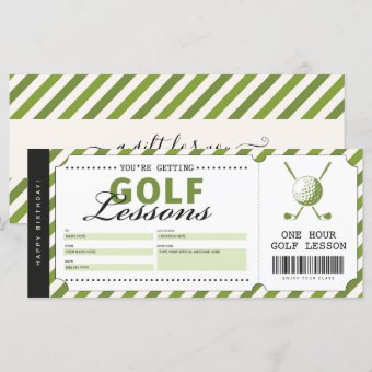 Golf Lesson Gift Ticket Voucher Certificate | Zazzle