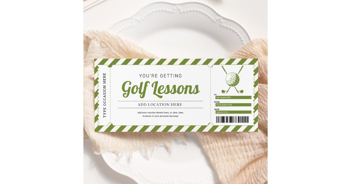 Golf Lesson Golfing Gift Certificate Voucher Invitation | Zazzle