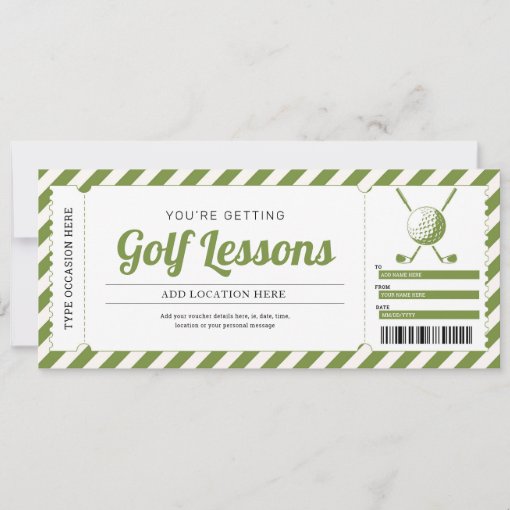 Golf Lesson Golfing Gift Certificate Voucher Invitation | Zazzle