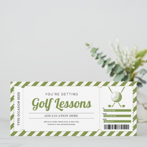 Golf Lesson Golfing Gift Certificate Voucher Invitation | Zazzle