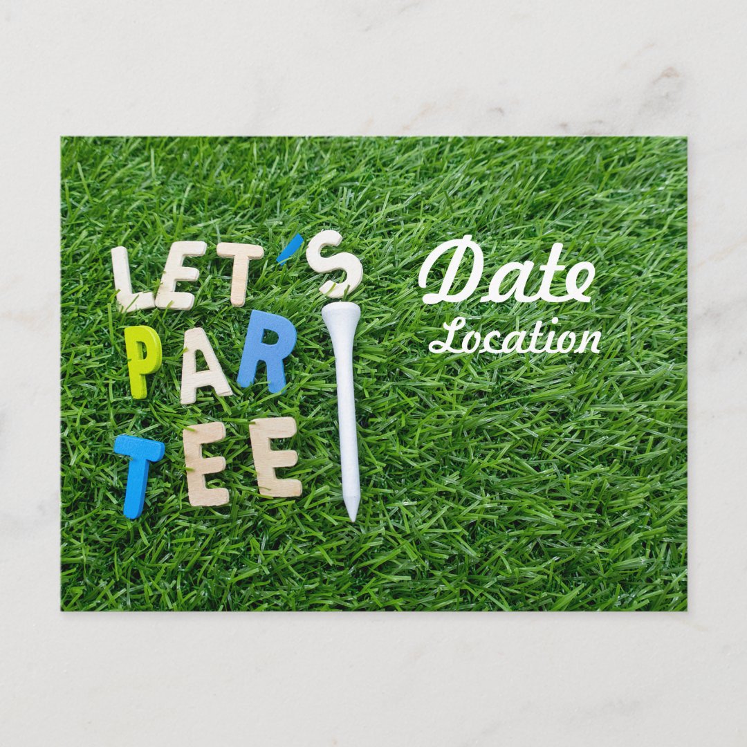 Golf Let's Par tee with white tee is on green Postcard | Zazzle