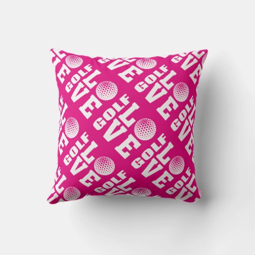 Golf Love Pink Throw Pillow | Zazzle