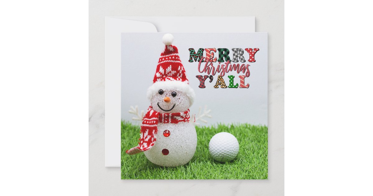 Golf Merry Christmas to Golfer with Snowman Card | Zazzle