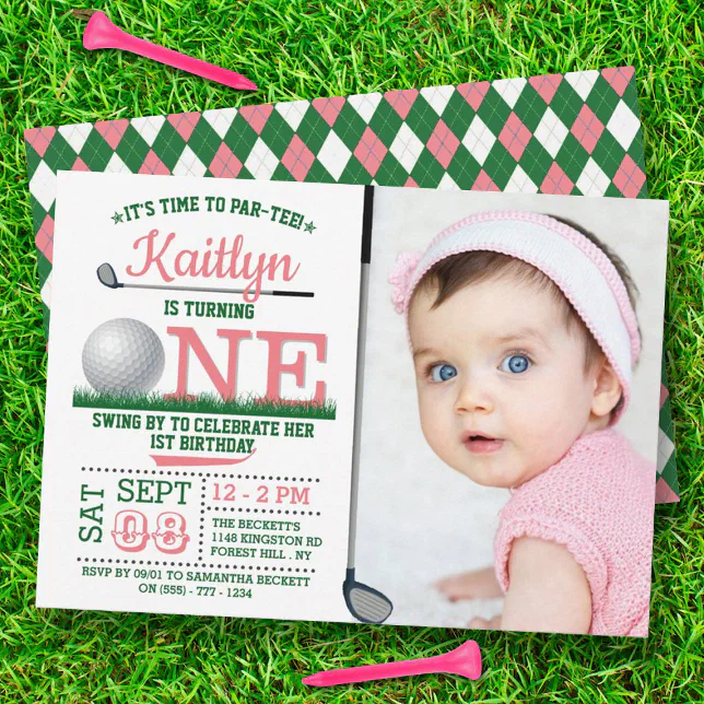 Golf PAR-TEE 1st Birthday Photo Invitation | Zazzle