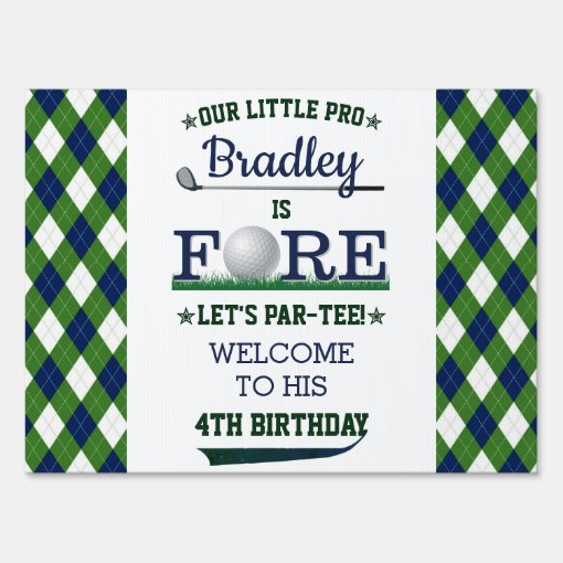 Golf PAR-TEE 4th Birthday Welcome Sign | Zazzle