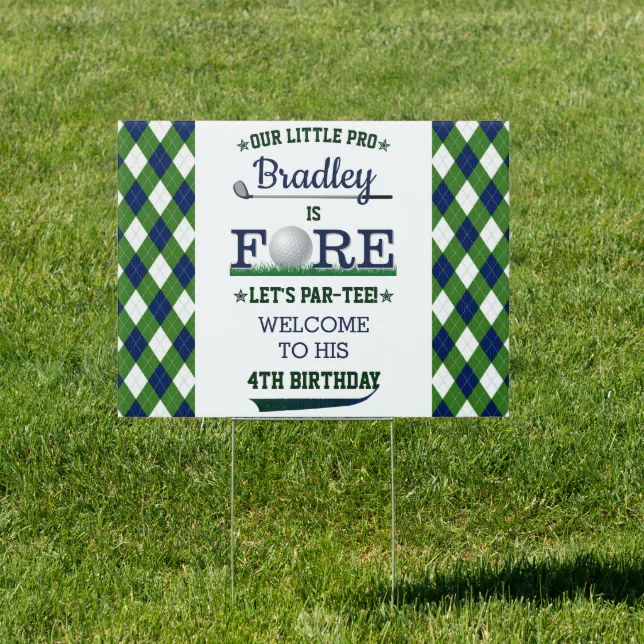 Golf PAR-TEE 4th Birthday Welcome Sign | Zazzle