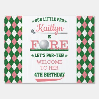Golf PAR-TEE 4th Birthday Welcome Sign | Zazzle